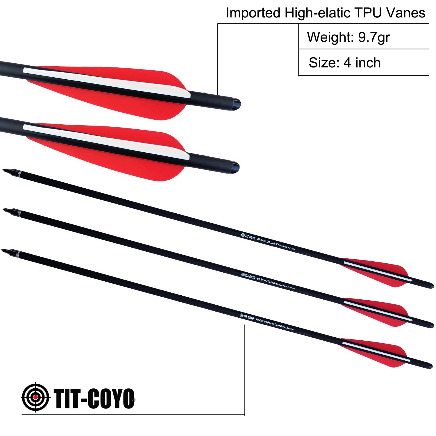 TIT-COYO 20 22 Inch Crossbow Bolts and Crossbow Broadheads Set Carbon Crossbow Arrows for Hunting and Outdoor Practice, 12pcs Red Arrows 12pcs Broadheads(24 Pack) (20)