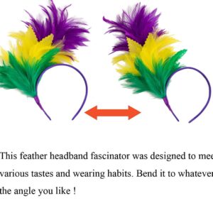 AGITATESAND Mardi Gras Feather Boa Fascinator Headband Party Sallon Flapper Headpiece For Women Girls