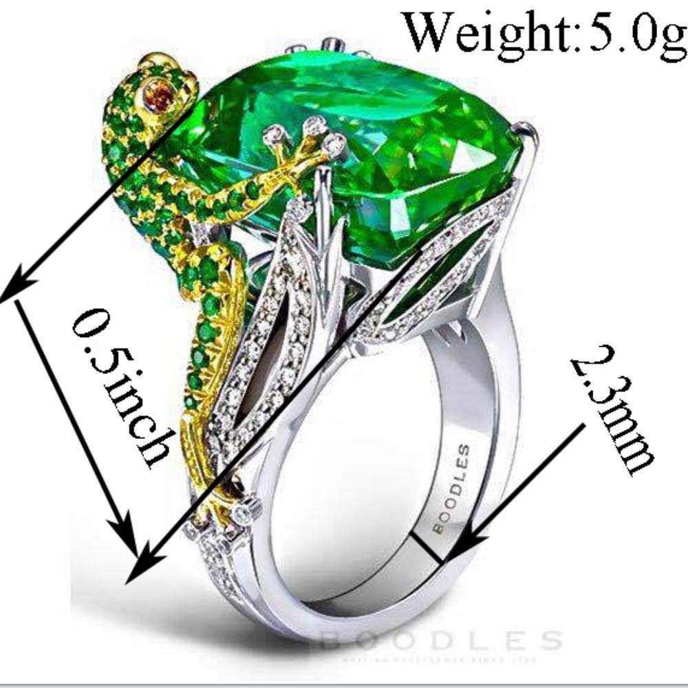 HSQYJ Green Crystal Frog Cocktail Ring Cubic Zirconia Pearl Cute Animal Stacking Rings Jewelry Rhinestone Statement Rings for Women