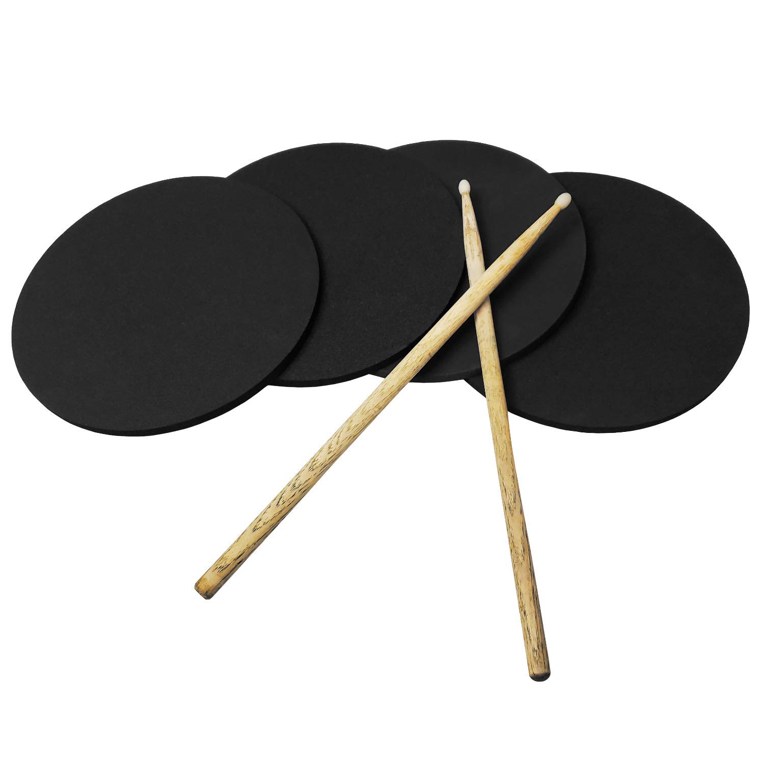 XCEL Foam Rubber Drum Practice Pad for Any Surface - Snare, Bass and Electric Drum Kit - Portable Silencer Pads For Kids & Adults - 11 Inch Round x 3/8 Inch Thick (4 Drum Pads - No Drum Sticks)