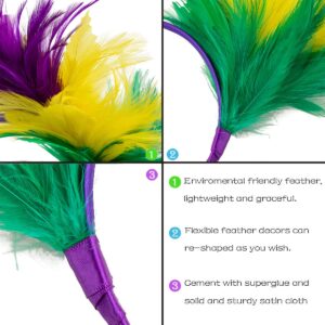 AGITATESAND Mardi Gras Feather Boa Fascinator Headband Party Sallon Flapper Headpiece For Women Girls