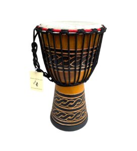 jive brand djembe drum bongo congo african mahogany wood drum with heavy base goat skin drum head hand carved professional quality - 16" high - not made in china