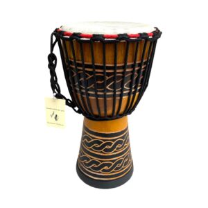 JIVE BRAND Djembe Drum Bongo Congo African Mahogany Wood Drum With Heavy Base Goat Skin Drum Head Hand Carved Professional Quality - 16" High - NOT MADE IN CHINA