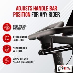 TFD Adjuster, Compatible with Peloton Bike & Bike+ (Original Gen 3 & Bike Plus), Made in USA - Handlebar Mod Adjusts Handle Bar Position for Any Rider | Black Design - Optimal Peloton Accessories