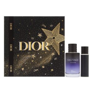 Sauvage by Christian Dior for Men 2 Piece Set Includes: 3.4 oz Eau de Parfum Spray + 0.34 oz Eau de Parfum Travel Spray