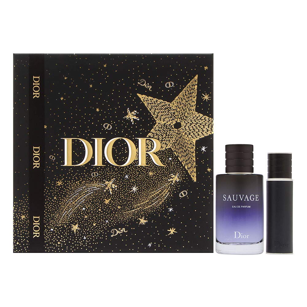 Sauvage by Christian Dior for Men 2 Piece Set Includes: 3.4 oz Eau de Parfum Spray + 0.34 oz Eau de Parfum Travel Spray