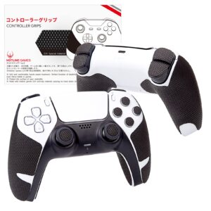 hotlinegames 2.0 plus anti-skid controller grip compatible with ps5 dualsense controller, textured soft skin kit, pre-cut, easy to apply, sweat-absorbent (for handle grips+buttons+triggers)