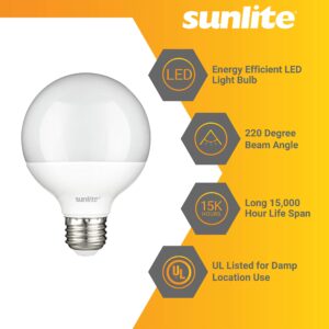 Sunlite 41584-SU LED G25 Globe Light Bulb, 7 Watts (60W Equivalent), 500 lumens, Non-Dimmable, Medium (E26) Base, UL Listed, 4000K Cool White, 6 Pack