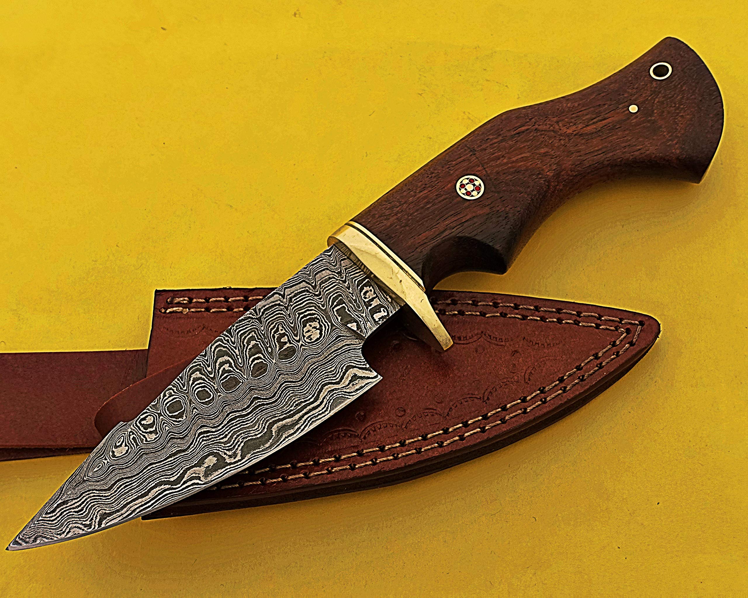 Smart & Sharp Custom Handmade Damascus Steel Hunting Knife / Bowie Knife SS-17373(Rose Wood) (Rose wood)