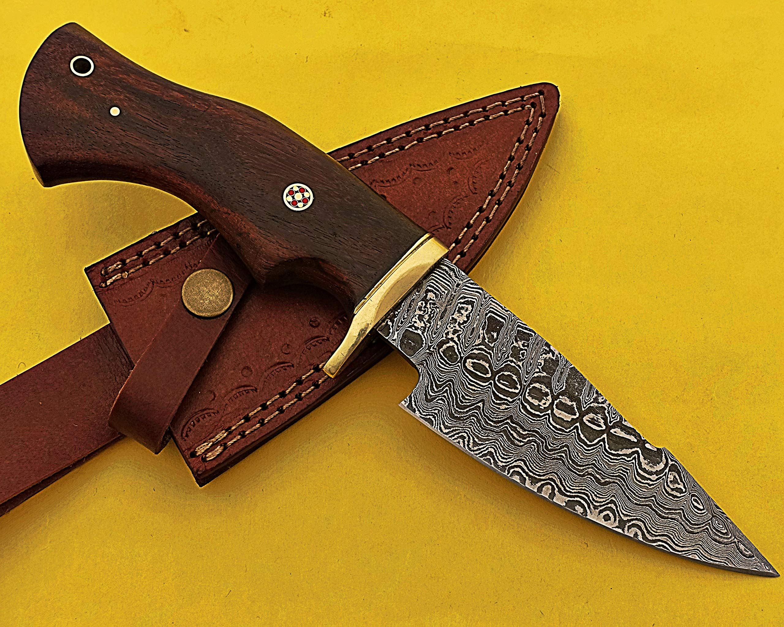 Smart & Sharp Custom Handmade Damascus Steel Hunting Knife / Bowie Knife SS-17373(Rose Wood) (Rose wood)