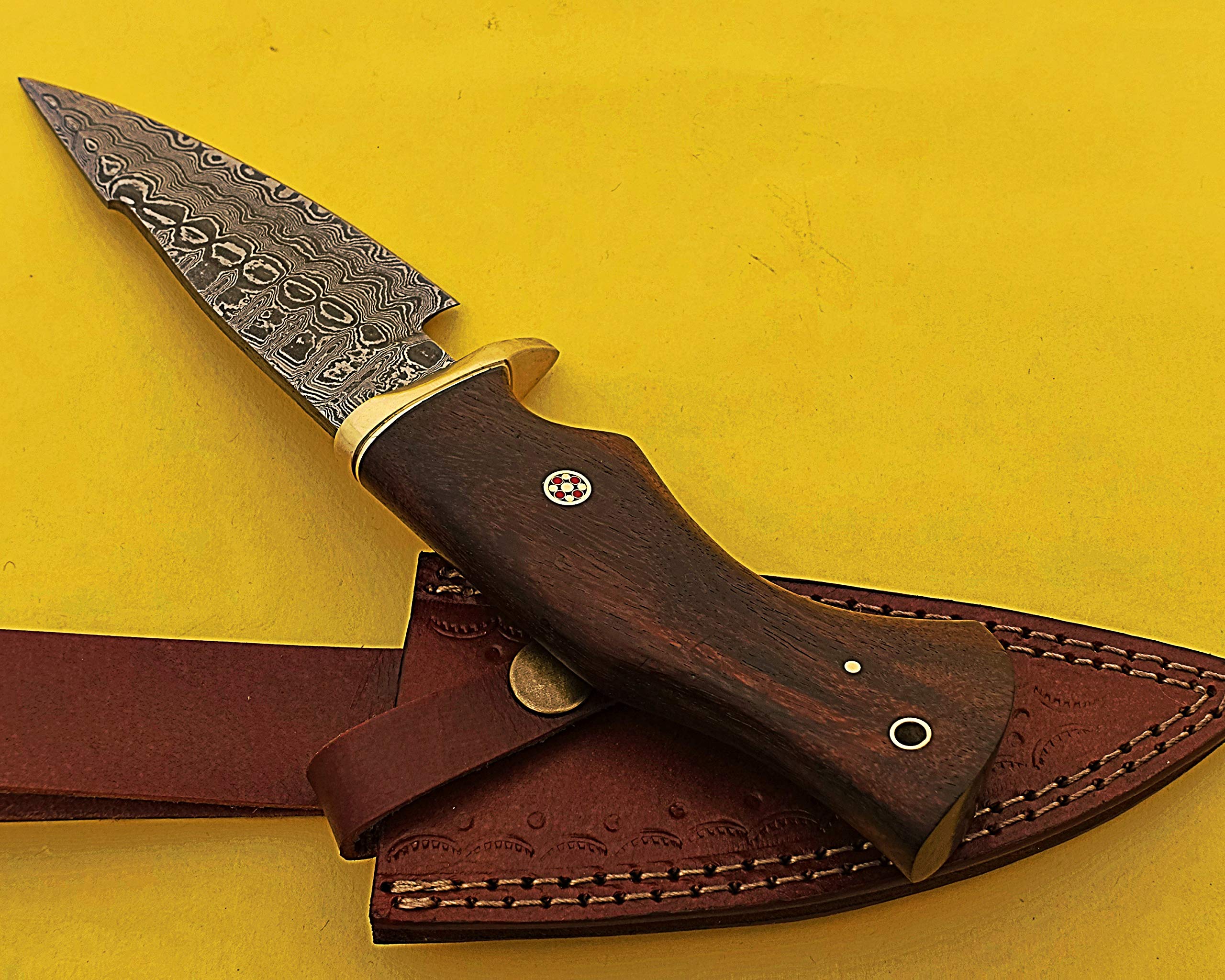 Smart & Sharp Custom Handmade Damascus Steel Hunting Knife / Bowie Knife SS-17373(Rose Wood) (Rose wood)