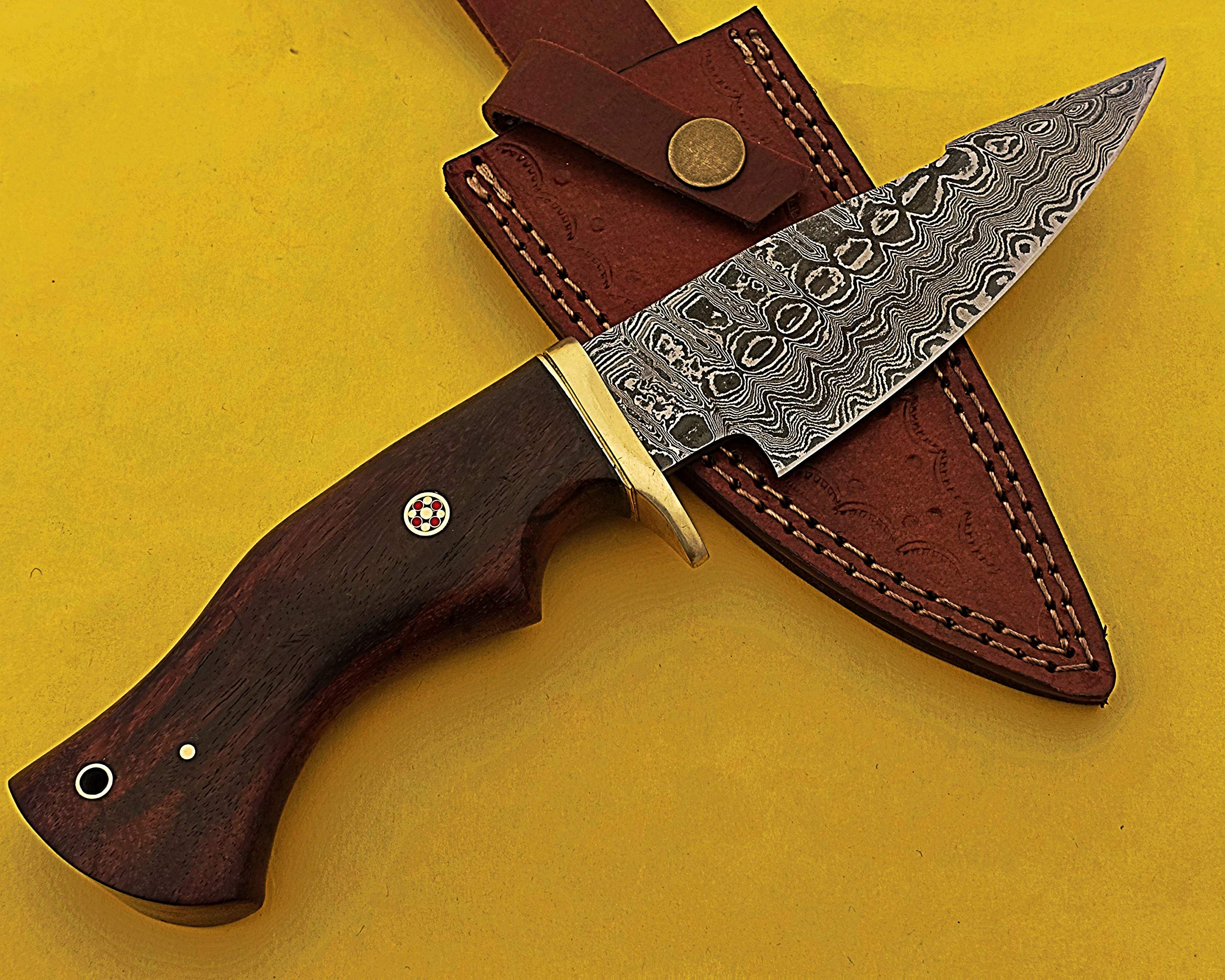 Smart & Sharp Custom Handmade Damascus Steel Hunting Knife / Bowie Knife SS-17373(Rose Wood) (Rose wood)