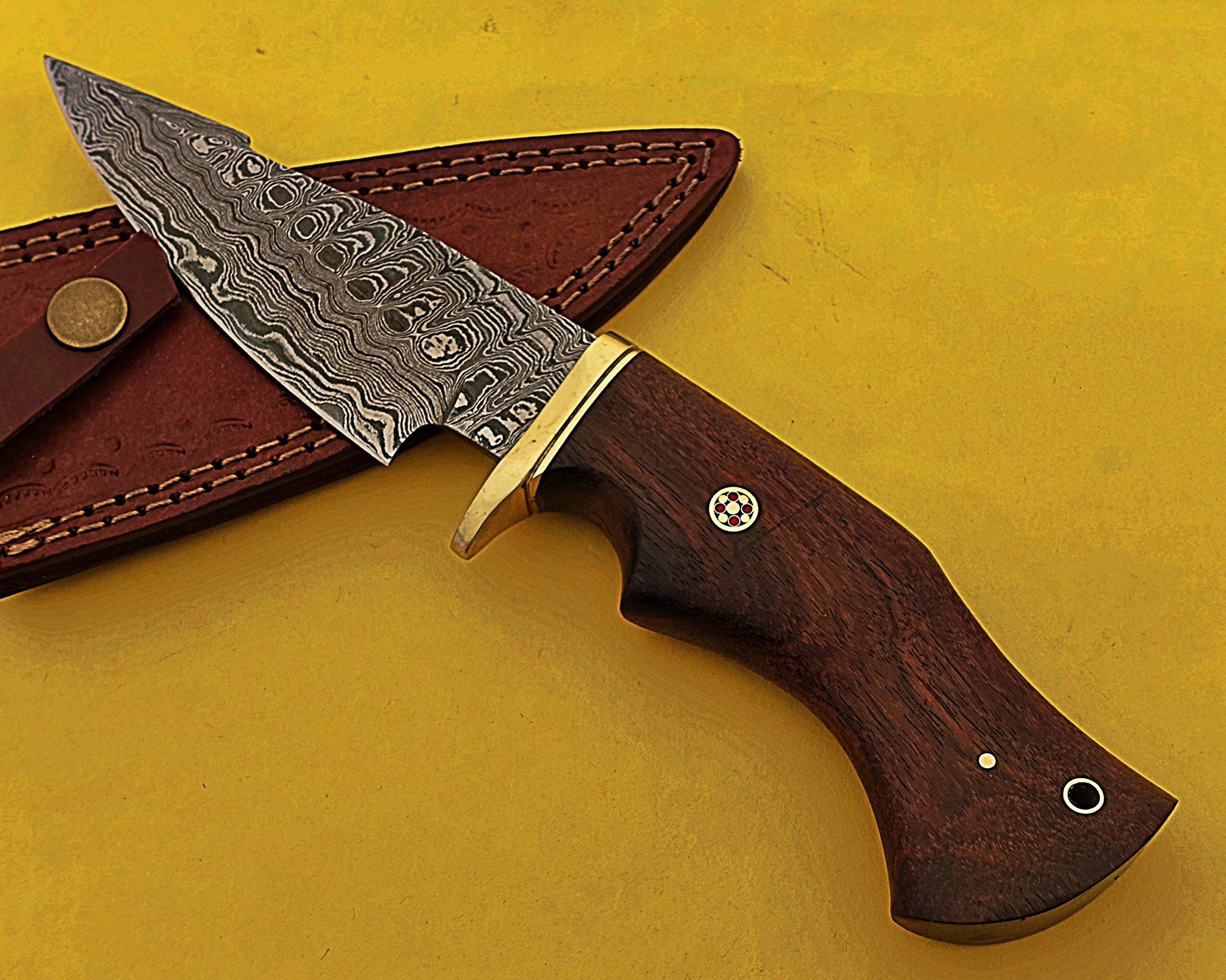 Smart & Sharp Custom Handmade Damascus Steel Hunting Knife / Bowie Knife SS-17373(Rose Wood) (Rose wood)