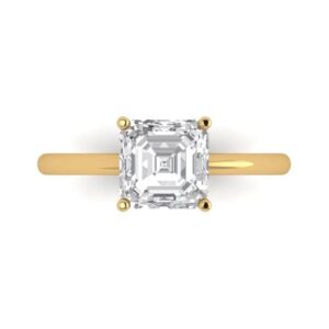 clara pucci 2.0 ct asscher cut solitaire moissanite engagement wedding bridal promise anniversary ring 18k yellow gold size 8