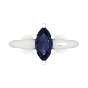 clara pucci 1.0 ct marquise cut solitaire simulated blue sapphire engagement bridal promise anniversary ring 18k white gold size 9.75