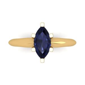 clara pucci 1.0 ct marquise cut solitaire simulated blue sapphire engagement bridal promise anniversary ring 18k yellow gold size 5.5