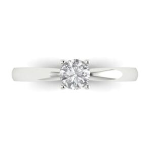 clara pucci 0.50ct round cut solitaire moissanite engagement wedding bridal promise anniversary ring in 18k white gold size 5.75