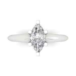 clara pucci 1.0 ct marquise cut solitaire moissanite engagement wedding bridal promise anniversary ring 18k white gold size 7.75