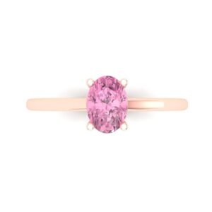 clara pucci 1.0 ct oval cut solitaire pink simulated diamond engagement wedding bridal promise anniversary ring 18k rose gold size 7.5