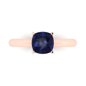 clara pucci 1.50 ct cushion cut solitaire simulated blue sapphire engagement bridal promise anniversary ring 18k rose gold size 3.75