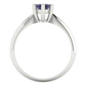 Clara Pucci 1.0 ct Marquise Cut Solitaire Simulated Blue Sapphire Engagement Bridal Promise Anniversary Ring 18K White Gold Size 9.75