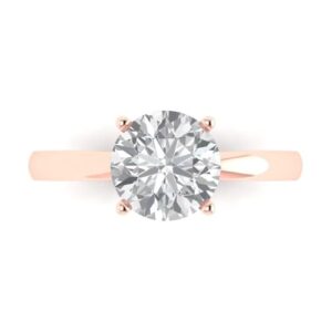 clara pucci 2.0 ct round cut solitaire moissanite engagement wedding bridal promise anniversary ring in 18k rose gold size 8.75