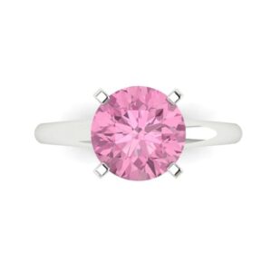 clara pucci 2.50ct round cut solitaire pink simulated diamond excellent engagement bridal promise anniversary ring in 18k white gold 3.5