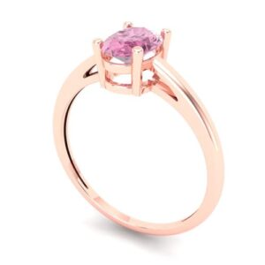 Clara Pucci 1.0 ct Oval Cut Solitaire Pink Simulated Diamond Engagement Wedding Bridal Promise Anniversary Ring 18K Rose Gold Size 7.5