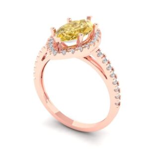 Clara Pucci 2.38 ct Marquise Cut Solitaire Halo Yellow Simulated Diamond Engagement Promise Anniversary Bridal Ring 18K Rose Gold 3.5