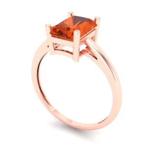 Clara Pucci 2.0 ct Emerald Cut Solitaire Red Simulated Diamond Engagement Bridal Promise Anniversary Ring 18K Rose Gold Size 8.75