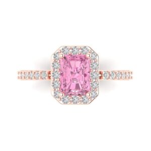 clara pucci 2.07 ct emerald cut solitaire halo pink simulated diamond engagement promise anniversary bridal ring 18k rose gold 3.75