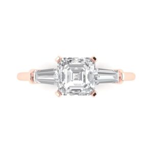 1.62 ct sq emerald cut 3 stone solitaire genuine moissanite engagement promise anniversary bridal ring 18k rose gold 5.5