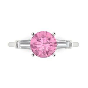 clara pucci 2.0 ct round cut 3 stone solitaire pink simulated diamond engagement promise anniversary bridal ring 18k white gold 4.5