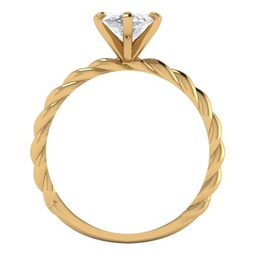 Clara Pucci 2ct Marquise Cut Solitaire Rope Twisted Knot Moissanite Engagement Bridal Promise Anniversary Ring 18K yellow Gold Size 8.25