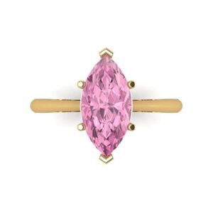 clara pucci 2.50 ct marquise cut solitaire pink simulated diamond engagement bridal promise anniversary ring 18k yellow gold size 9