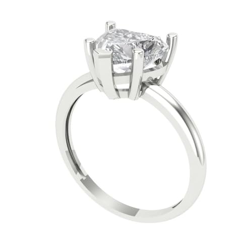 Clara Pucci 2.0 ct Heart Cut Solitaire Moissanite 5-Prong Engagement Wedding Bridal Promise Anniversary Ring 18K White Gold Size 6.75