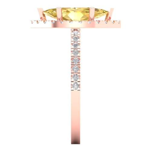 Clara Pucci 2.38 ct Marquise Cut Solitaire Halo Yellow Simulated Diamond Engagement Promise Anniversary Bridal Ring 18K Rose Gold 3.5