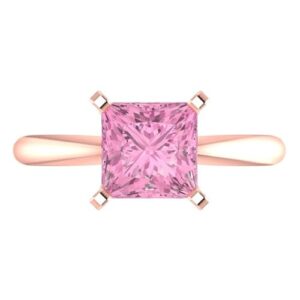 clara pucci 2.0 ct princess cut solitaire pink simulated diamond engagement bridal promise anniversary ring 18k rose gold size 9.75