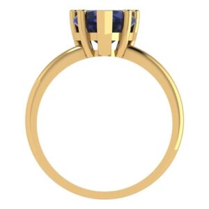 Clara Pucci 2.0 ct Heart Cut Solitaire Simulated Blue Sapphire 5-Prong Engagement Bridal Promise Anniversary Ring 18K Yellow Gold 4.5