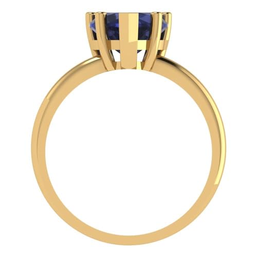 Clara Pucci 2.0 ct Heart Cut Solitaire Simulated Blue Sapphire 5-Prong Engagement Bridal Promise Anniversary Ring 18K Yellow Gold 4.5