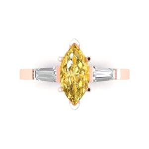 clara pucci 2 ct marquise cut 3 stone solitaire yellow simulated diamond engagement promise anniversary bridal ring 18k rose gold 10.75