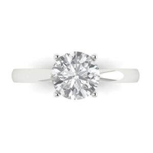 clara pucci 1.50 ct round cut solitaire moissanite engagement wedding bridal promise anniversary ring in 18k white gold size 8