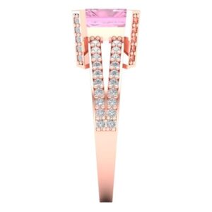 Clara Pucci 2.70 ct Emerald Cut Solitaire Genuine Pink Simulated Diamond Engagement Promise Anniversary Bridal Ring 18K Rose Gold 3.75