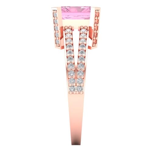 Clara Pucci 2.70 ct Emerald Cut Solitaire Genuine Pink Simulated Diamond Engagement Promise Anniversary Bridal Ring 18K Rose Gold 3.75