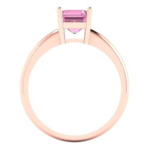 Clara Pucci 1.0 ct Asscher Cut Solitaire Pink Simulated Diamond Engagement Bridal Promise Anniversary Ring 18K Rose Gold Size 5.5