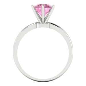 Clara Pucci 1.50 ct Round Cut Solitaire Pink Simulated Diamond Engagement Bridal Promise Anniversary Ring 18K white Gold Size 3.5