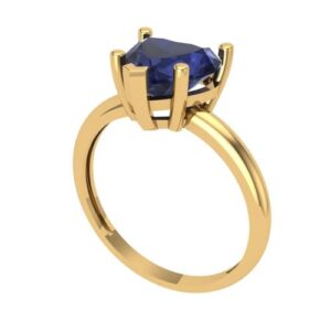 Clara Pucci 2.0 ct Heart Cut Solitaire Simulated Blue Sapphire 5-Prong Engagement Bridal Promise Anniversary Ring 18K Yellow Gold 4.5