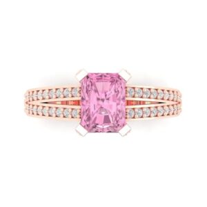 clara pucci 2.70 ct emerald cut solitaire genuine pink simulated diamond engagement promise anniversary bridal ring 18k rose gold 3.75