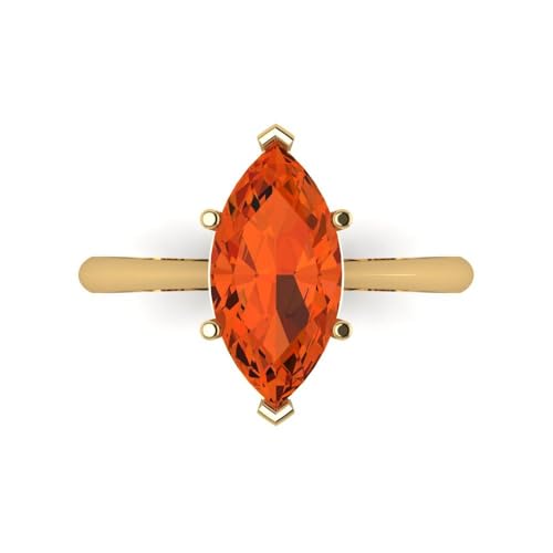 Clara Pucci 2.5 ct Marquise Cut Solitaire Red Simulated Diamond Engagement Bridal Promise Anniversary Ring 18K Yellow Gold Size 7.75