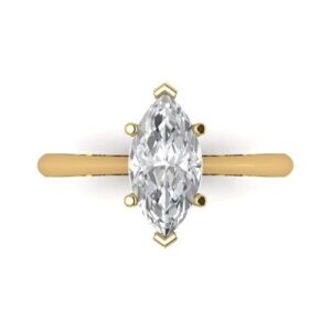 clara pucci 1.50 ct marquise cut solitaire moissanite engagement wedding bridal promise anniversary ring 18k yellow gold size 5